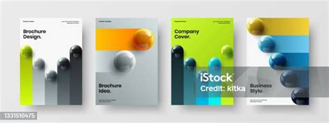 다채로운 팜플렛 A4 디자인 벡터 레이아웃 세트 원래 3d 공 프리젠 테이션 템플릿 구성 A4 용지에 대한 스톡 벡터 아트 및 기타 이미지 Istock
