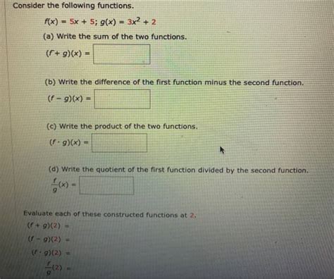 solved consider the following functions f x 5x 5 g x 3x2