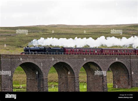 Lms Stanier 8f Class Steam Engine 48151 On The Dalesman Railtour At Garsdale Viaduct On The