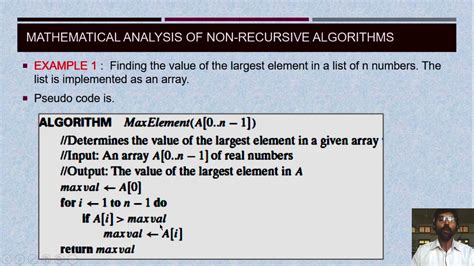 Daa 2 15 Example 1 Maxelement Youtube