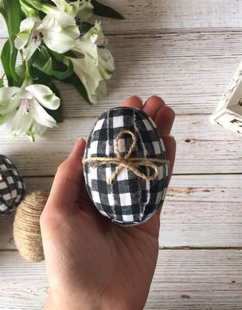 Buffalo Check Rag Eggs Twine Eggs Rustic Easter Buffalo Plaid Easter