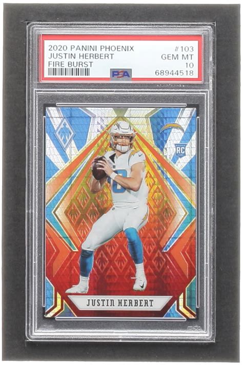 Justin Herbert 2020 Panini Phoenix Fire Burst 103 Rc Psa 10