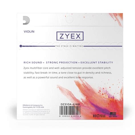 Daddario Zyex Violin Strings Kennedy Violins