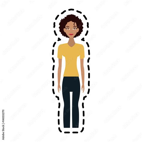 Young Pretty Woman Wearing Yellow Shirt Icon Image Vector Illustration Design Stock Vector