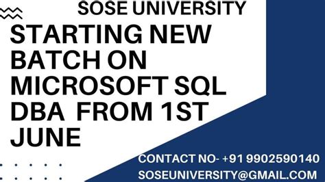 Sose University On Linkedin Starting New Batch On Microsoft Sql Dba