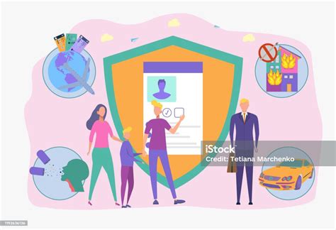 사유 재산 보험 운송 사업 인간의 건강과 생명 보험 브로커 보험 중개 서비스 보험 에이전트 가까운 개념 다채로운 벡터 일러스트레이션 관광객에 대한 스톡 벡터 아트 및 기타