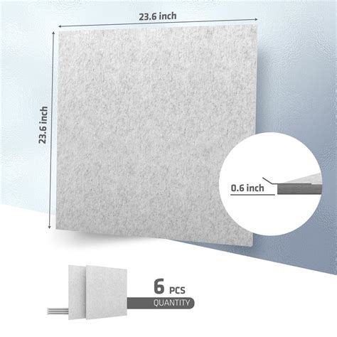 Umiacoustics 6 Pcs Acoustic Panels 236 X 236 X 06