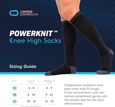 Powerknit Socks Size Chart Size Chart Copper Compression