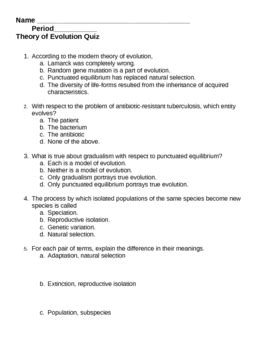 Evidence For Evolution Worksheet Answer Key
