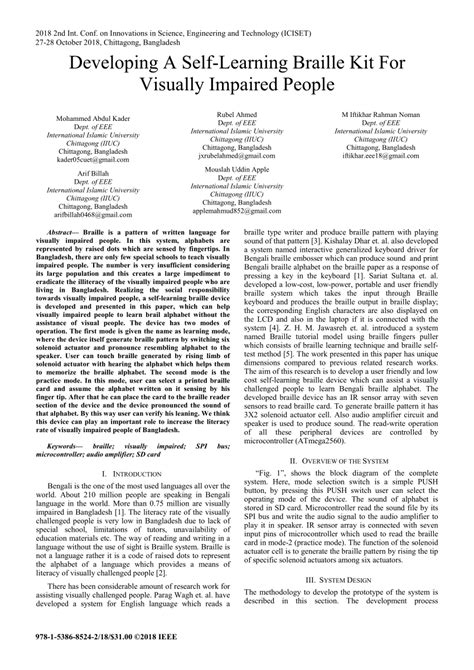 PDF Developing A Self Learning Braille Kit For Visually Impaired People