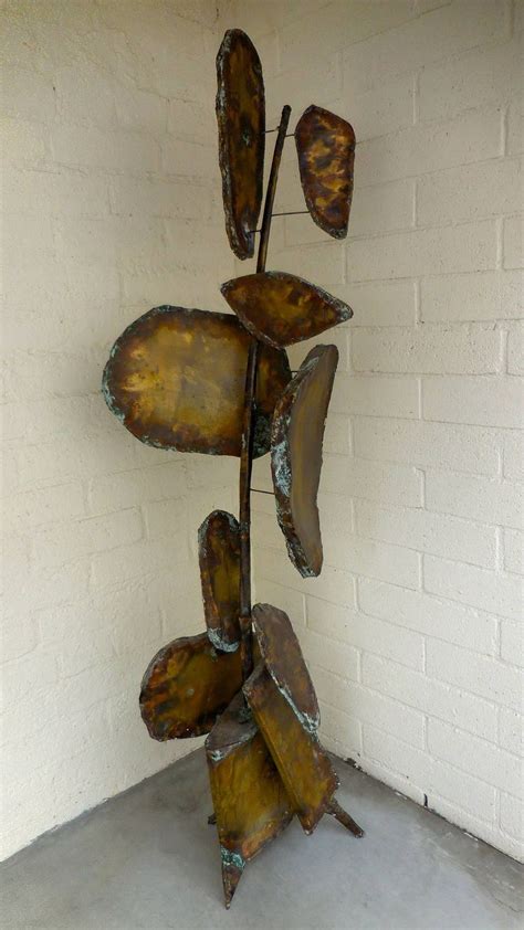 Arresting Brutalist Verdigris Copper Floor Sculpture By Constantine Andreou Modern Sculpture