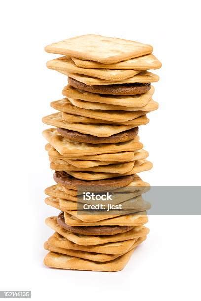Cracker Snack Stack With Chocolate Biscuits Temptation On White Stock