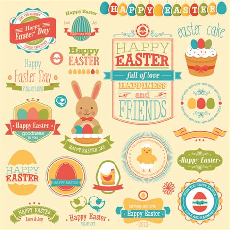 Vintage Easter Elements Vector 03 Free Download
