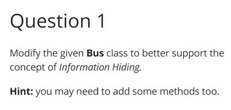 Solved Question 1 Modify The Given Bus Class To Better