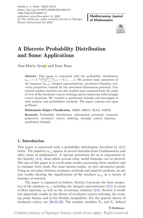 A Discrete Probability Distribution And Some Applications Request Pdf