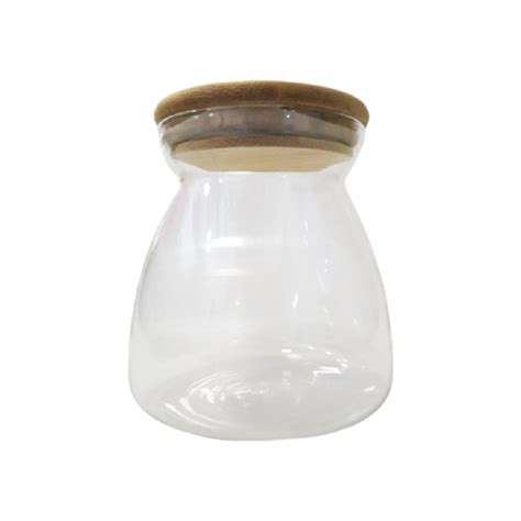 Regent Borosilicate Shaped 650ml Glass Canister With Bamboo Lid 120x110mm