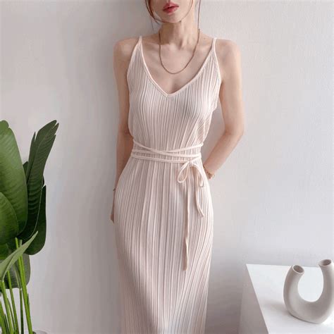 당일출고 3color빅사이즈가능 쿨 플리츠 허리끈 새틴 끈 나시 슬립 주름 롱 원피스