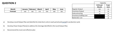 Solved A Develop A Level Output Plan And Identify The Total