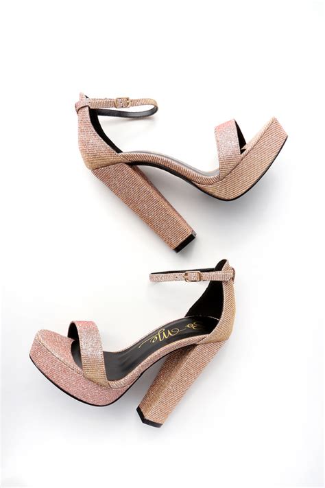 Chic Rose Gold Heels Sparkly Heels Ankle Strap Heels Lulus