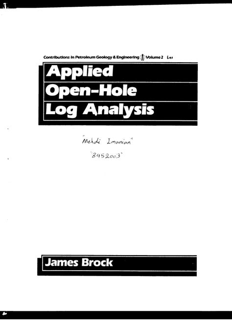Applied Open Hole Log Analysis James Brock Pdf