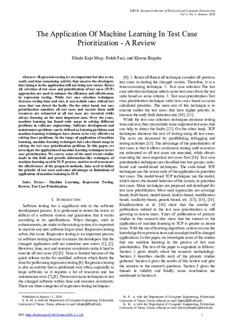 Pdf The Application Of Machine Learning In Test Case Prioritization