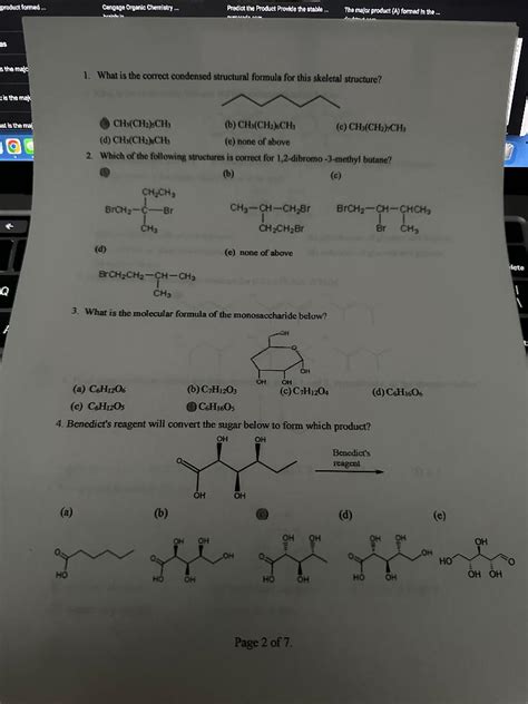 Solved What Is The Correct Condensed Structural Formula Chegg