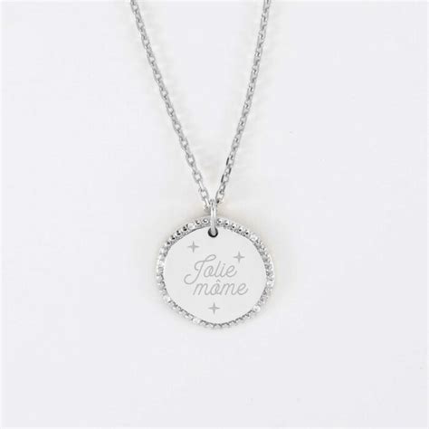 Pendentif enfant argent personnalisé médaille gravée contour