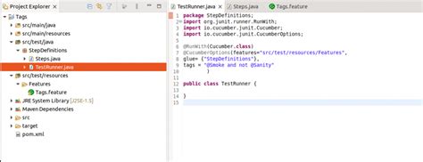 tags in selenium and cucumber bdd framework with java