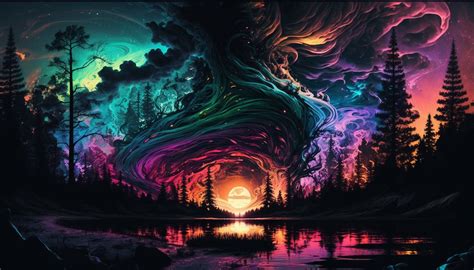Trippy Forest Wallpaper Psychedelic Forest Printable Wall Art Trippy