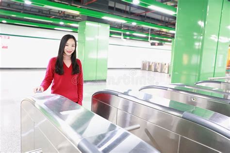 Woman Insert Ticket To Ticket Entrance Train Station Stock Image Image Of Barrier Coin 106617271