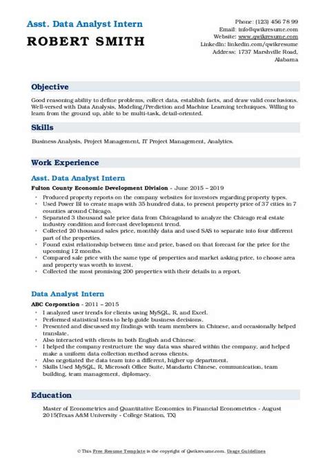 10 Data Analyst Intern Resume Samples And Templates For 2025