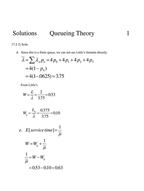 Ppt Solutions Queueing Theory 1 Powerpoint Presentation Free Download Id 3760373