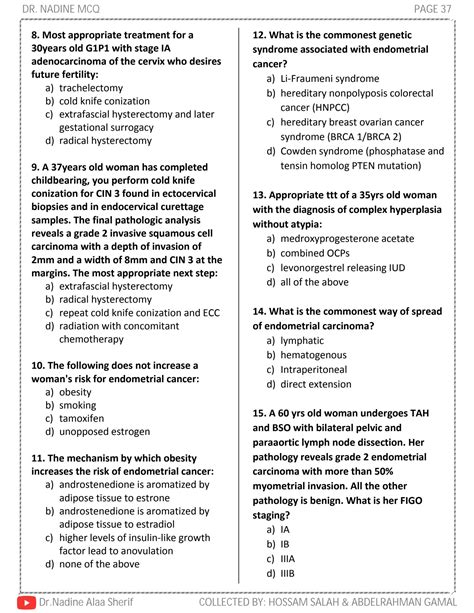 Solution Oncology Mcq With Answers In Gynecology Part 1 Studypool
