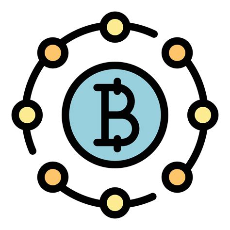Schéma De Blockchain Icône Vecteur De Contour De Couleur 15143623