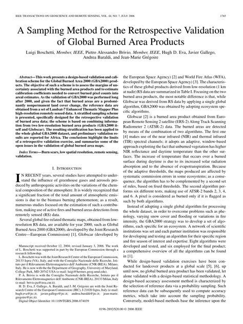 Pdf A Sampling Method For The Retrospective Validation Of Global Burned Area Products