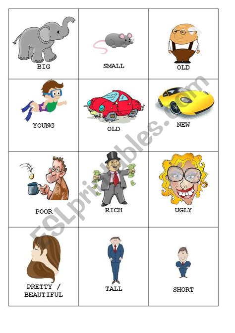 Opposite Adjectives Memory Game Part Esl Worksheet By Kakaraquel