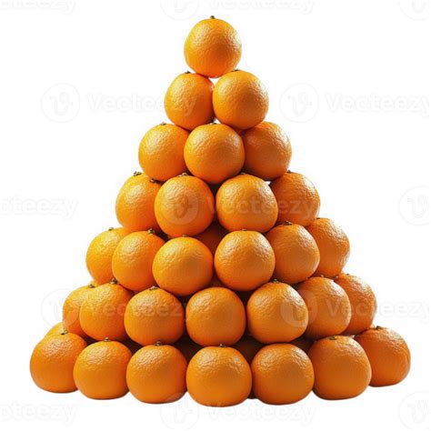 Oranges Arranged In A Triangular Pyramid Shape 54014318 Png