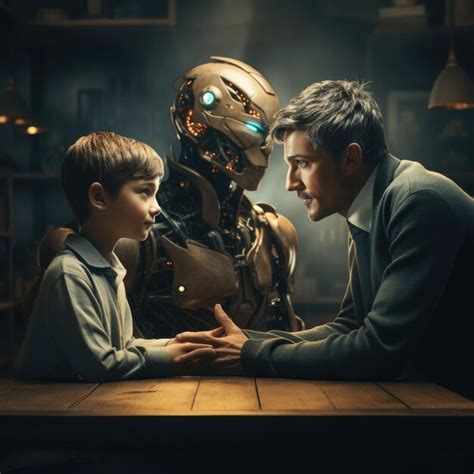 Premium Photo Talk To Ai Generation Robot Talking Between Human And
