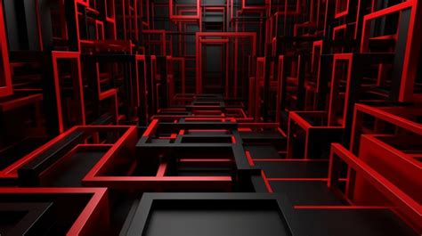 خلفية مجردة هندسية سوداء وحمراء في تقديم 3d يجعل عرض ثلاثي الأبعاد 3d هندسية صورة الخلفية