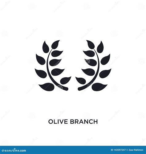 Black Olive Branch Isolated Vector Icon Simple Element Illustration
