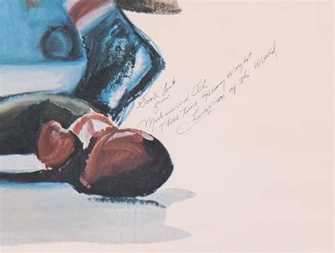 Muhammad Ali Signed Triple Crown 23x30 Lithograph Inscribed Good