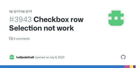 Checkbox Row Selection Not Work · Issue 3943 · Ag Gridag Grid · Github