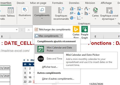 Excel 365 Comment Insérer Une Date Avec Extension Date Picker Dans