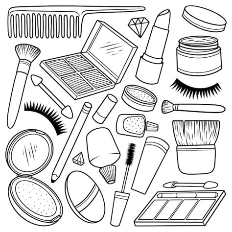 Premium Vector Doodle Makeup Icons Line Art Vector Illustration