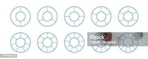 도넛형 차트 세그먼트 컬렉션입니다 휠 다이어그램이 설정되었습니다 윤곽선 링 섹션과 슬라이스 팩 인포그래픽 차트의 211개 섹터 주기의 다른 단계와 단계 벡터 4가지 개체에