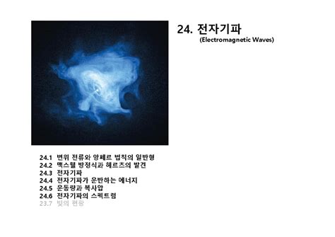 Chap24 전자기파 일반물리 자료 24 전자기파 Electromagnetic Waves 24 변위 전류와 앙페르 법칙의 일반형 24 맥스웰 방정식과 헤르츠의
