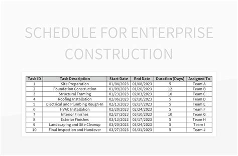 Free Construction Schedule Bar Chart Templates For Google Sheets And