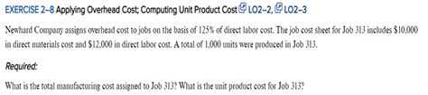 Solved Exercise Applying Overhead Cost Computing Unit Chegg