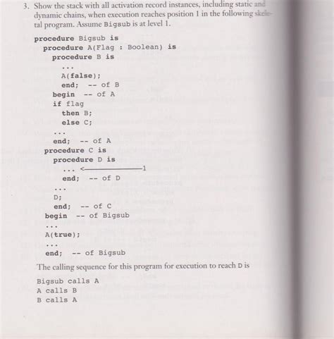 Solved 3 Show The Stack With All Activation Record