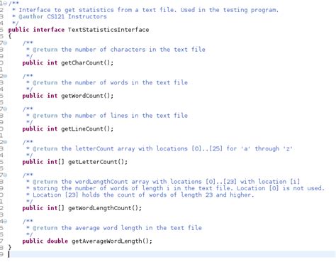 Solved 2 Interface To Get Statistics From A Text File Used